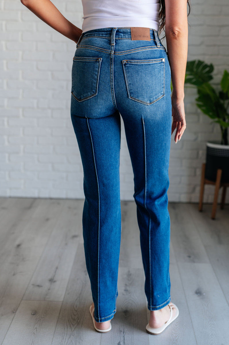 Judy Blue Campbell High Rise Center Seam Detail Straight Jeans ...